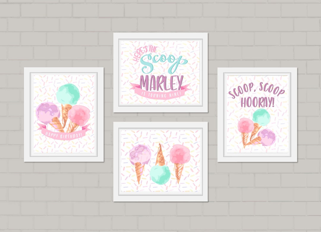 Here's the Scoop: Party Sign Bundle Ice Cream Party Instant Digital ...