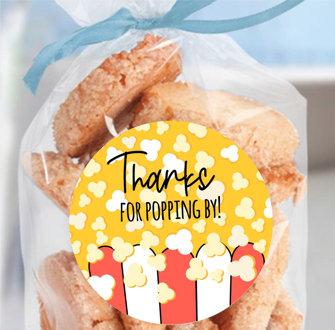 Popcorn Party Favor Tags Stickers Instant Download Fully Customizable ...