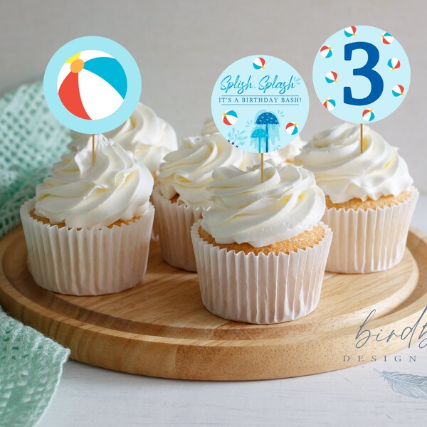 Cupcake Toppers Splash Party - Etsy