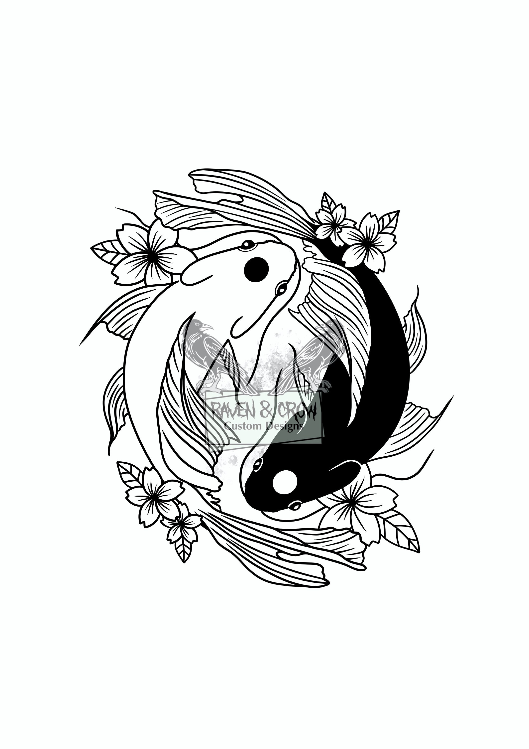 Yin and Yang-koi Fish-japanese Style-instant Download- Svg-png-jpg ...