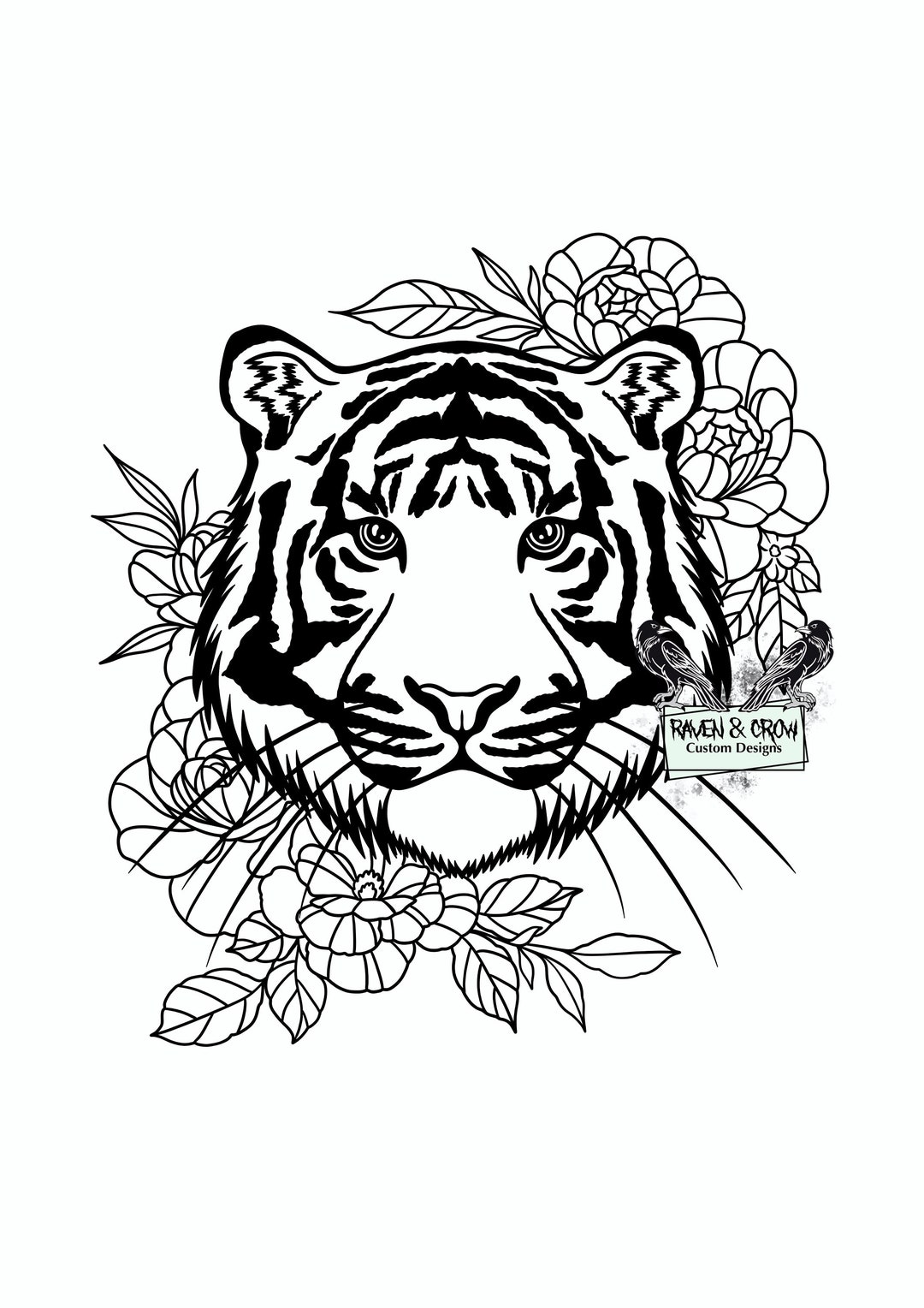 Floral Tiger- Flower Tiger- Tattoo Style- Boho Tiger-png- Svg- Clip Art ...