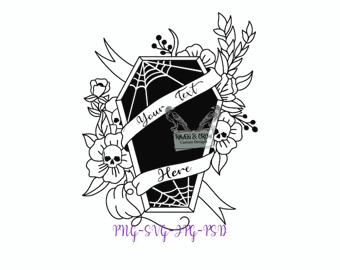 Coffin Outline Line Art SVG PNG Digital Files • Tattoo Halloween Print ...