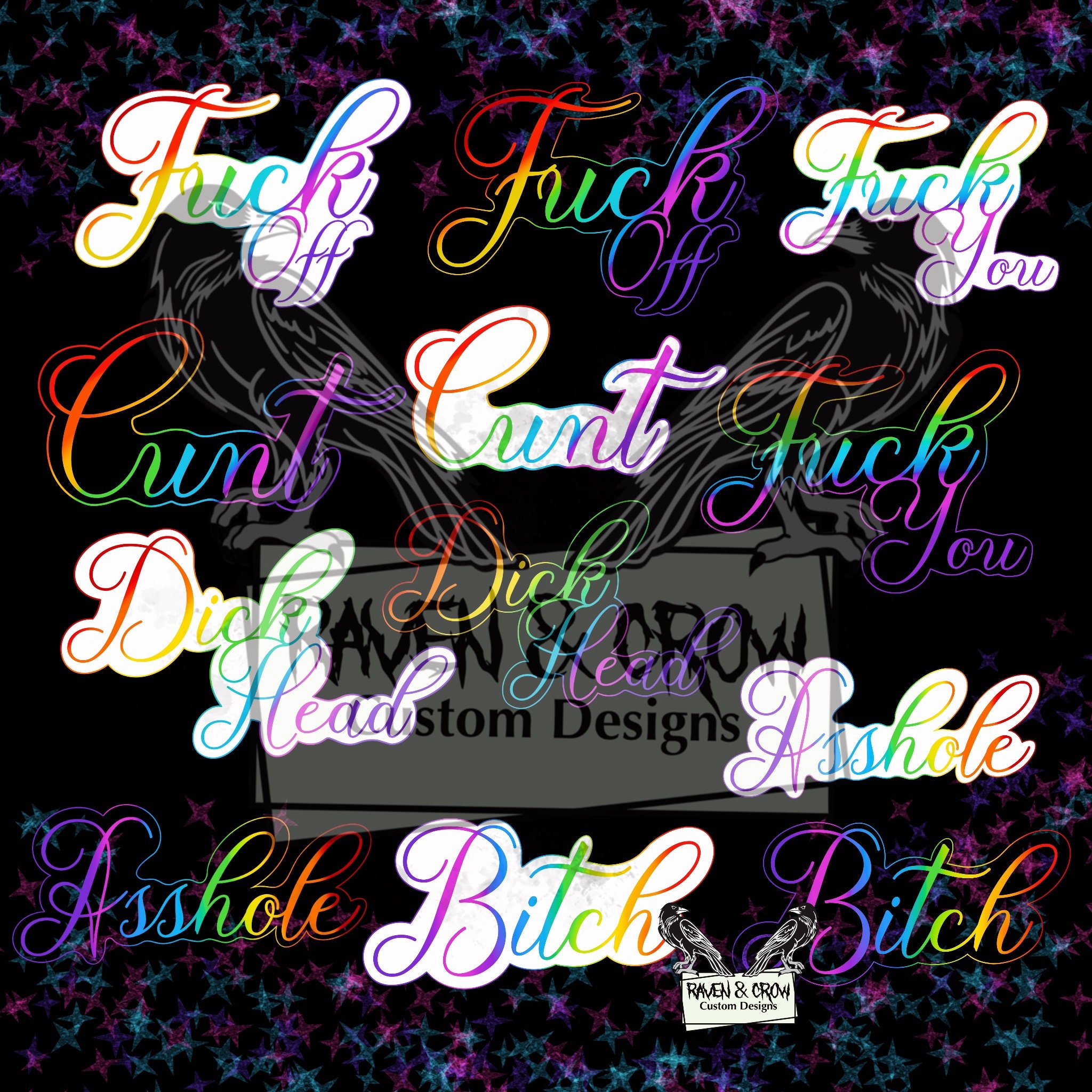 Rainbow-swear Words-curse Word-png-sublimation-bundle-clip Art-instant ...