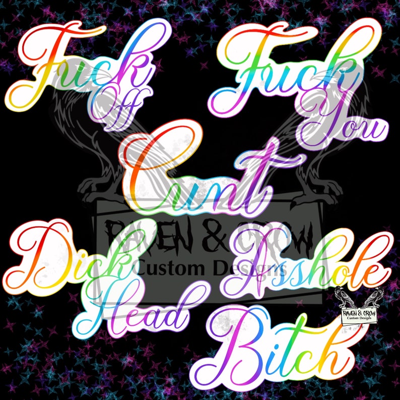 Rainbow-swear Words-curse Word-png-sublimation-bundle-clip Art-instant ...