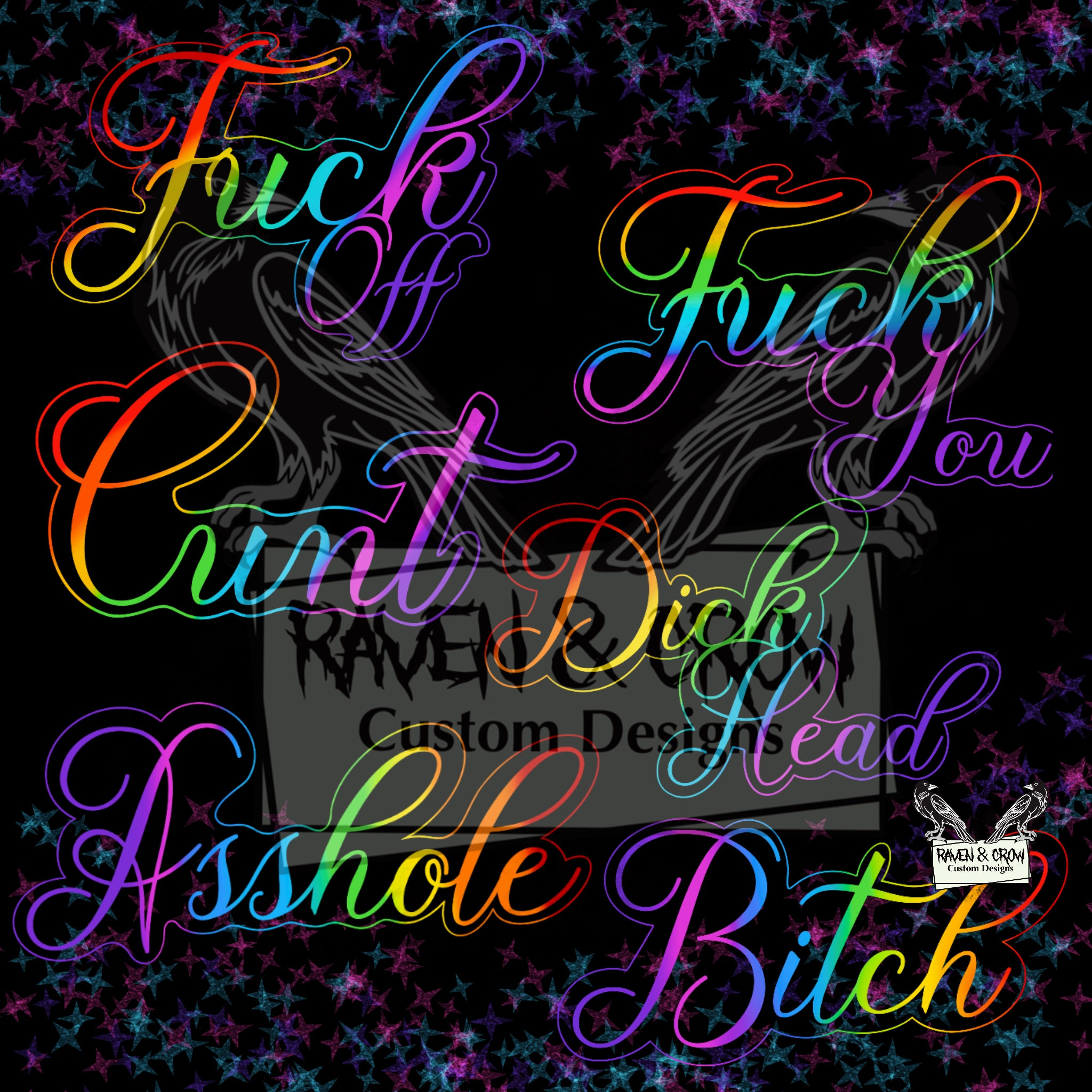 Rainbow-swear Words-curse Word-png-sublimation-bundle-clip Art-instant ...