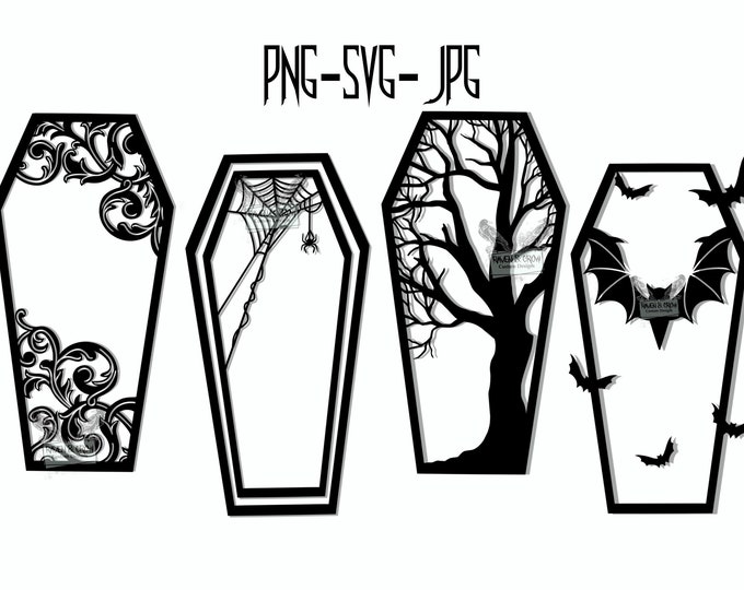 Coffin Outline Line Art SVG PNG Digital Files • Tattoo Halloween Print ...