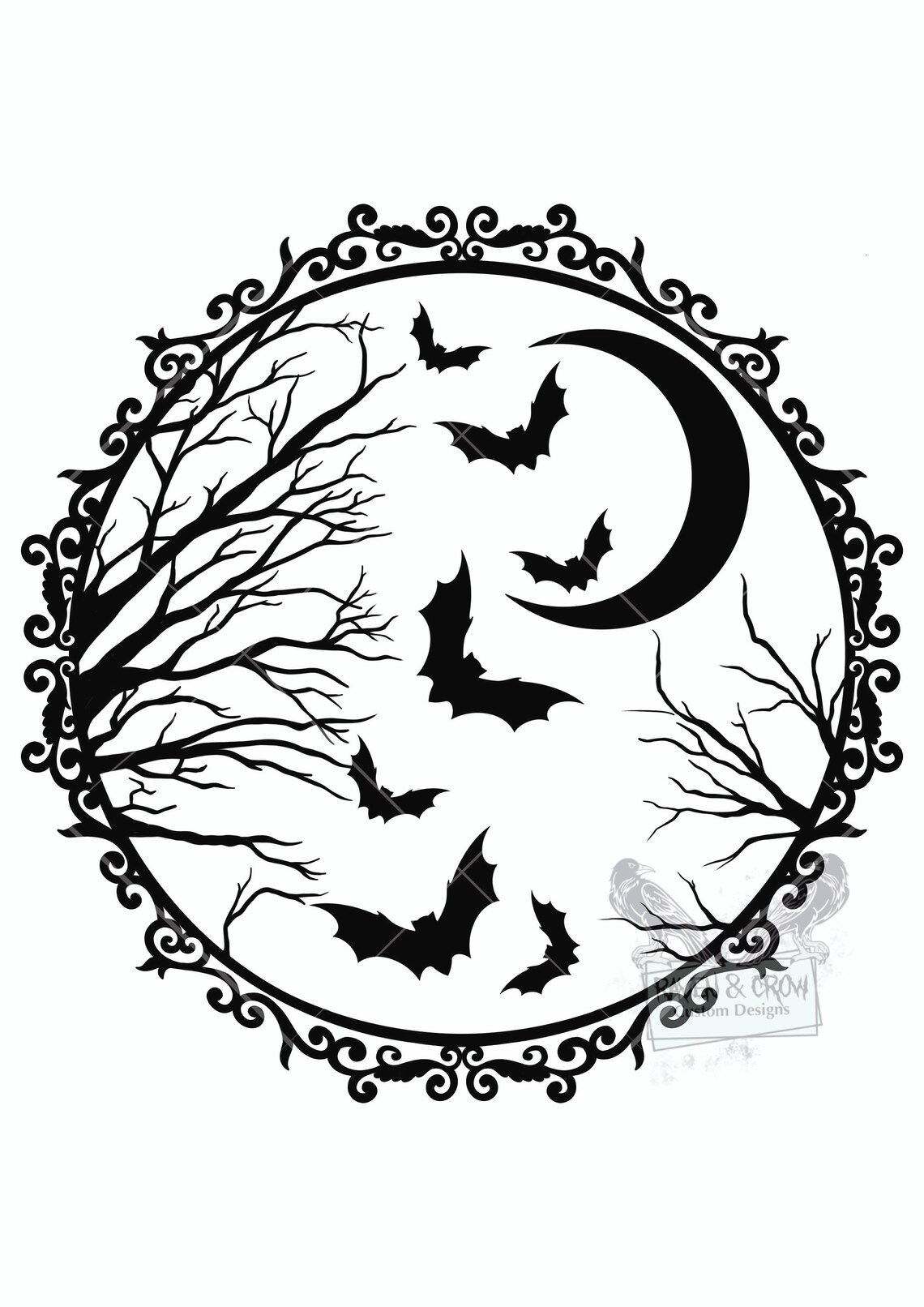 Halloween- Flying Bat- Gothic Frame- PNG- SVG- Jpg-instant Download ...