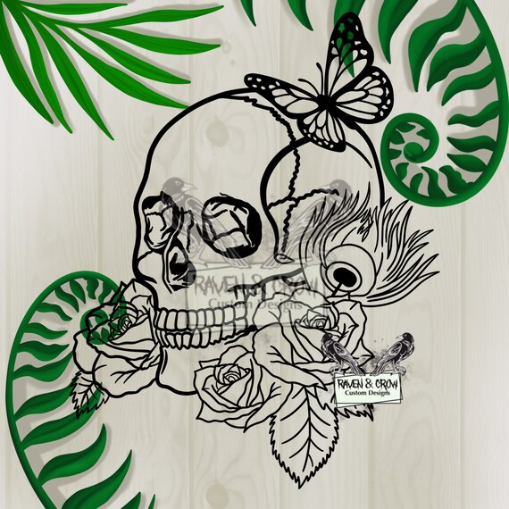 Skull With Roses-instant Download Svg-png-jpg Files Included | Etsy
