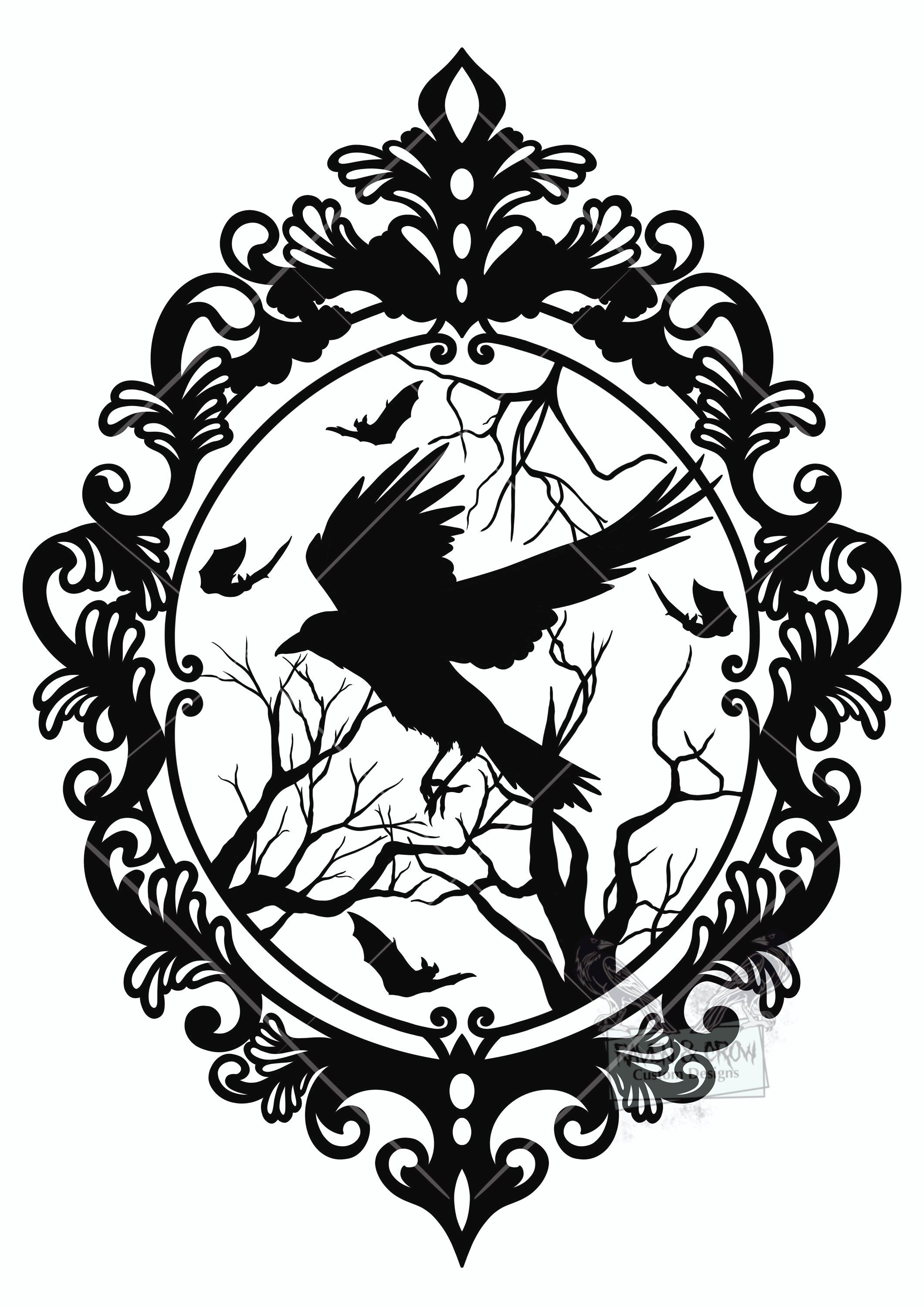 Halloween- Raven- Gothic Frame- PNG- SVG- Jpg-instant Download-graphic ...