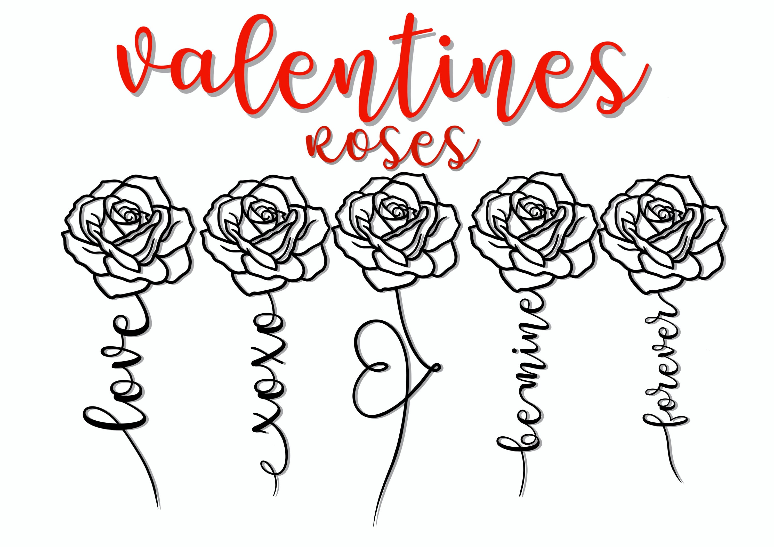 Valentines SVG Cute Word Flower Valentines Rose Instant Download-png ...