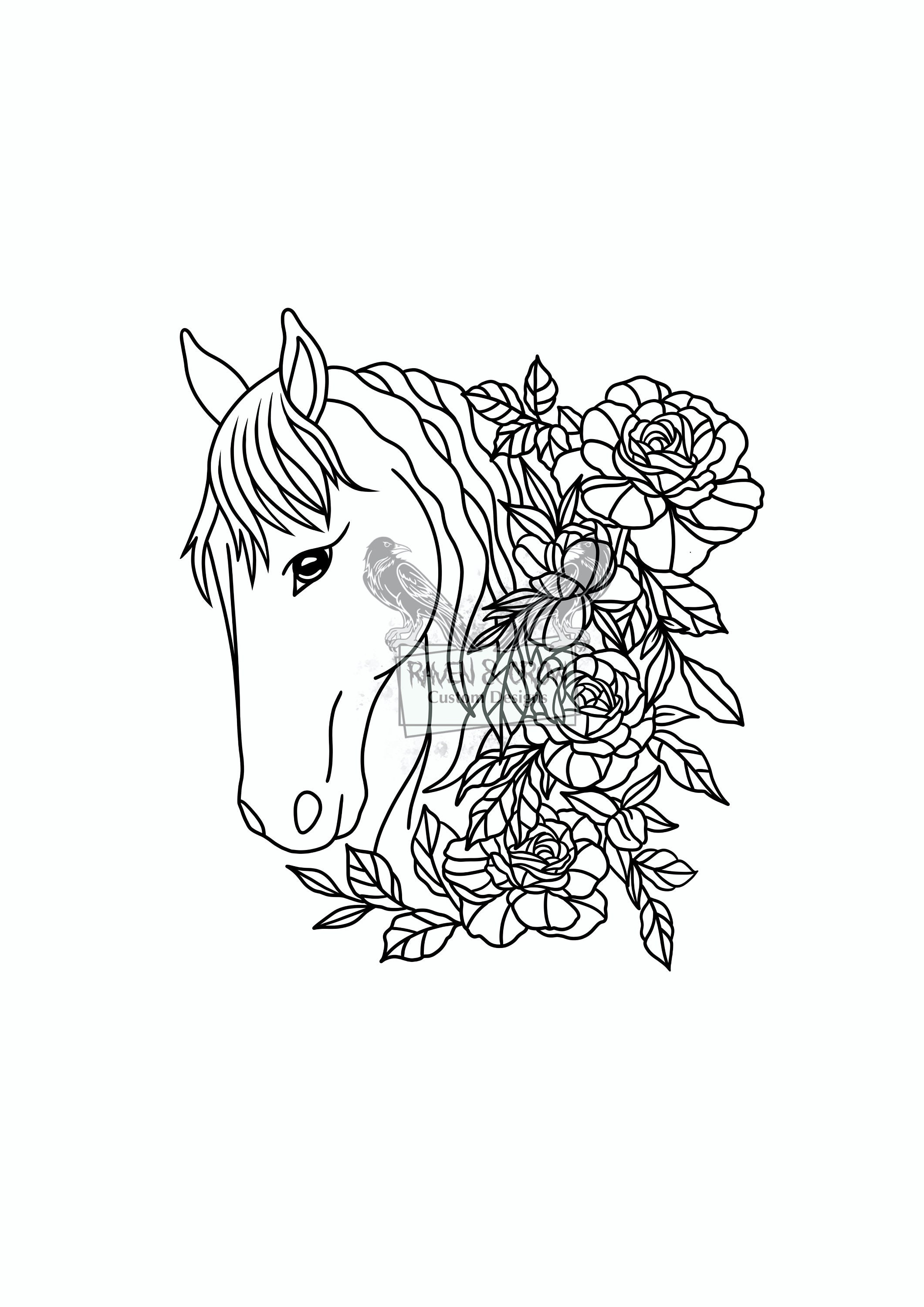 Horse-floral-peony-pony Instant Download Svg-png-jpg Files - Etsy