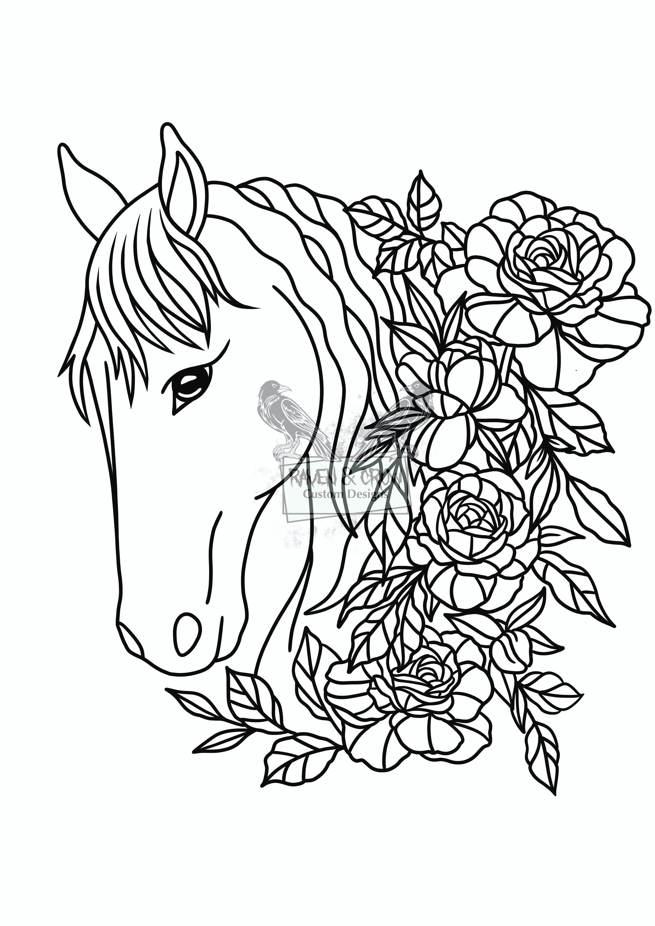 Horse-floral-peony-pony Instant Download Svg-png-jpg Files - Etsy