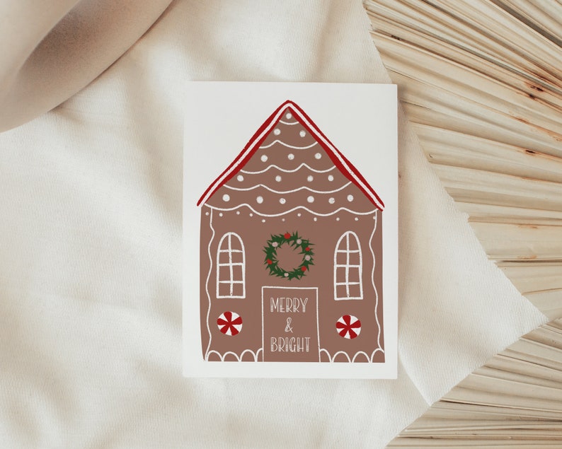 PRINTABLE Christmas Card With a Gingerbread House Illustration ...