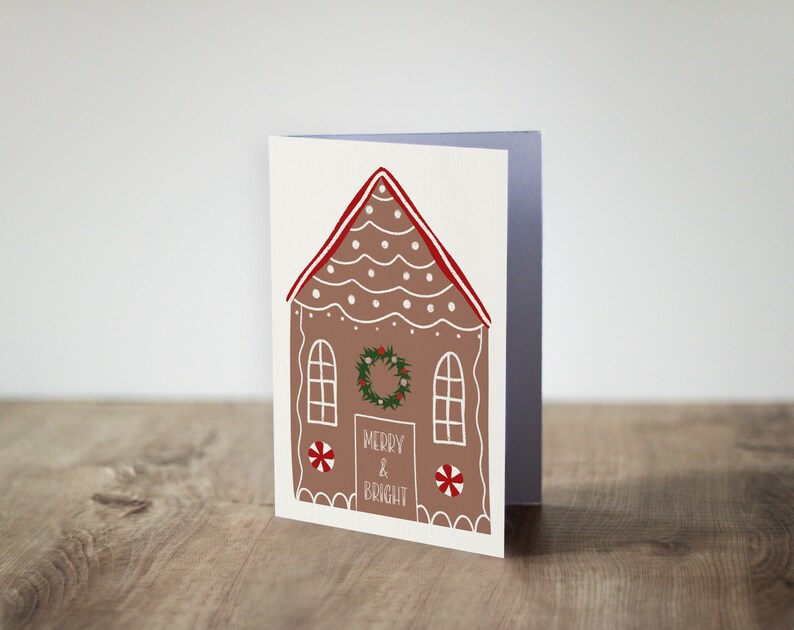 PRINTABLE Christmas Card With a Gingerbread House Illustration ...