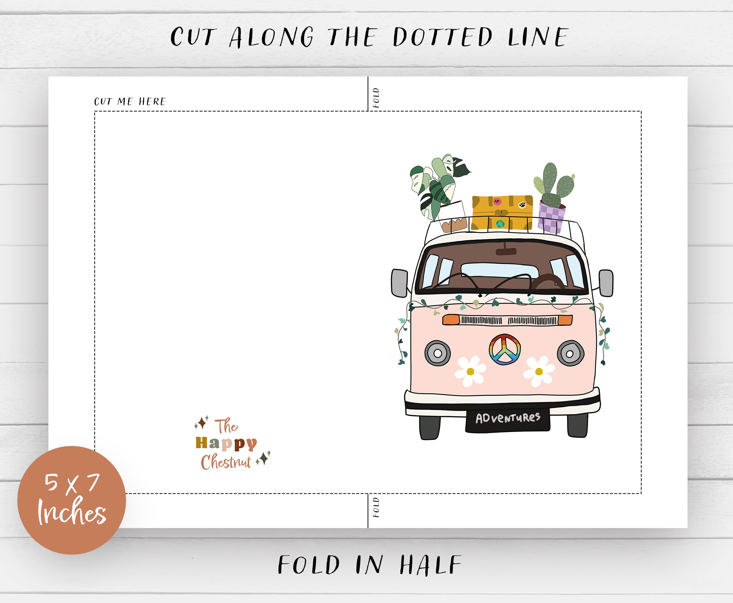 PRINTABLE Greeting Card With Volkswagen Van - Volkswagen Van Card ...