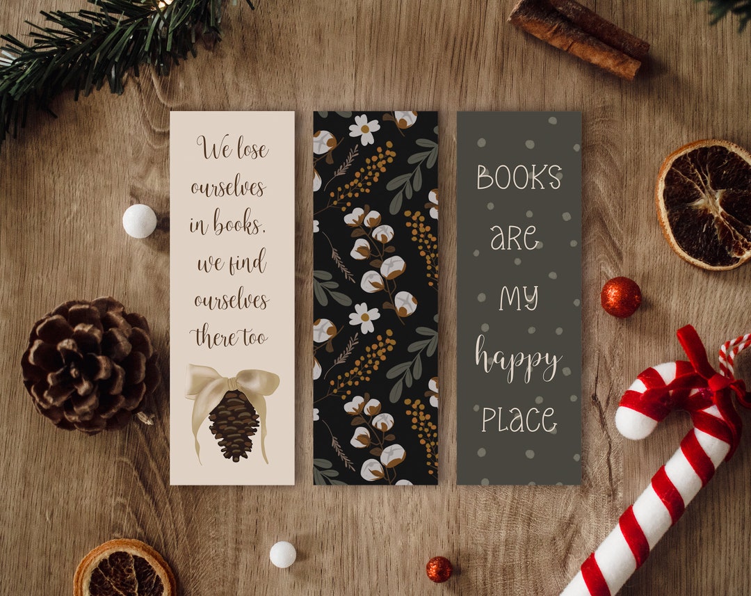 Set of 3 Printable Winter Bookmarks - 2x6 Inch Bookmarks, Book Lovers ...