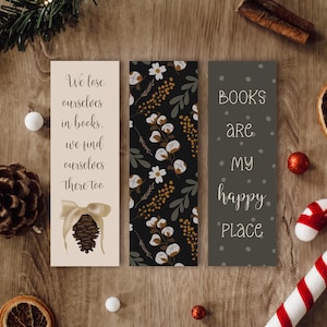 Set of 3 Printable Winter Bookmarks - 2x6 Inch Bookmarks, Book Lovers ...