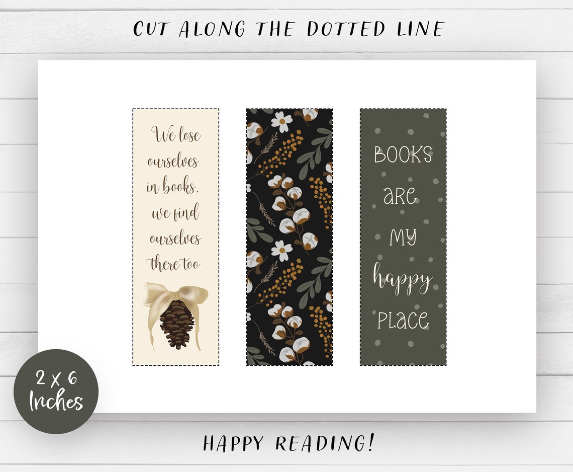 Set of 3 Printable Winter Bookmarks 2x6 Inch Bookmarks, Book Lovers ...