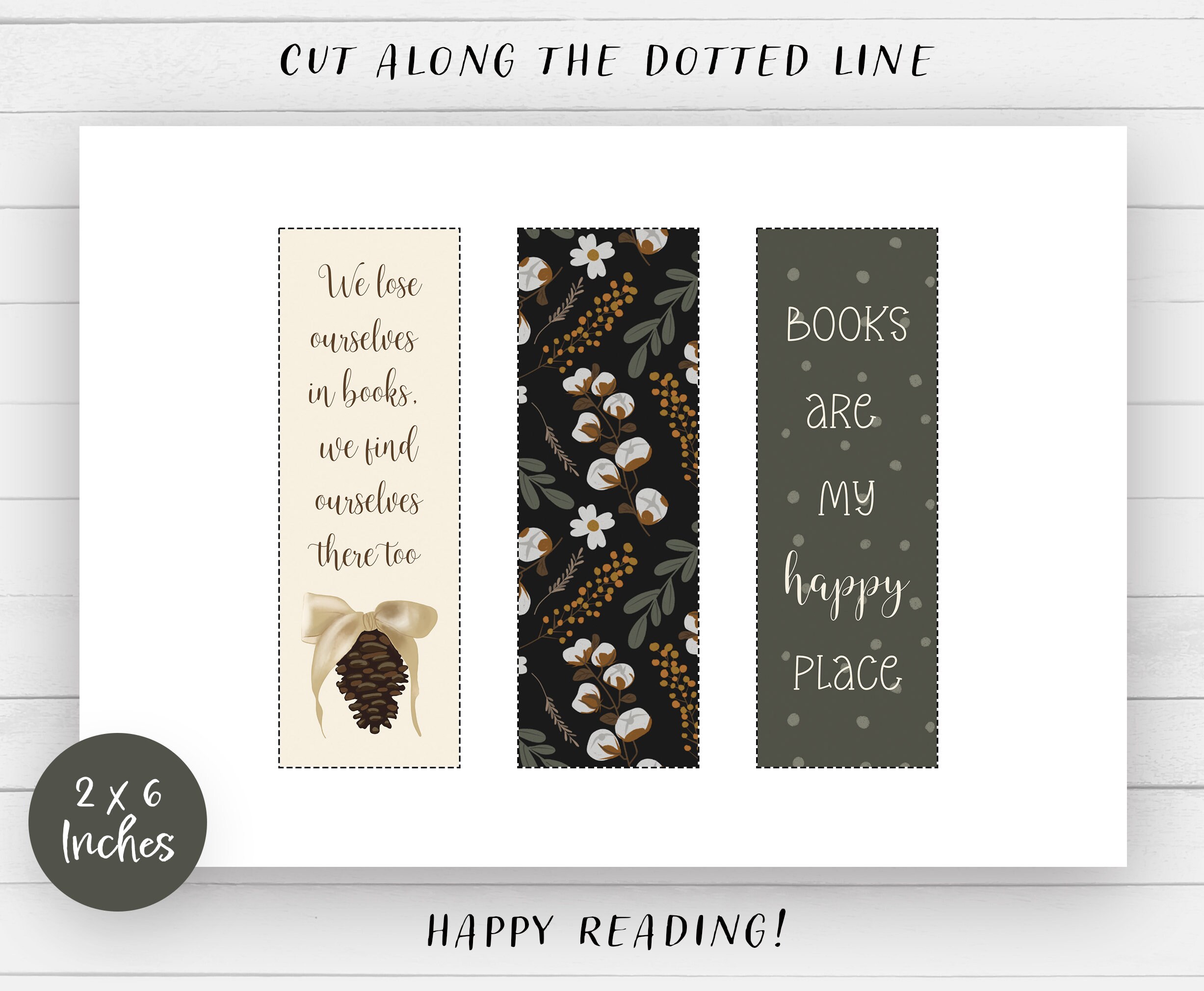 Set of 3 Printable Winter Bookmarks - 2x6 Inch Bookmarks, Book Lovers ...