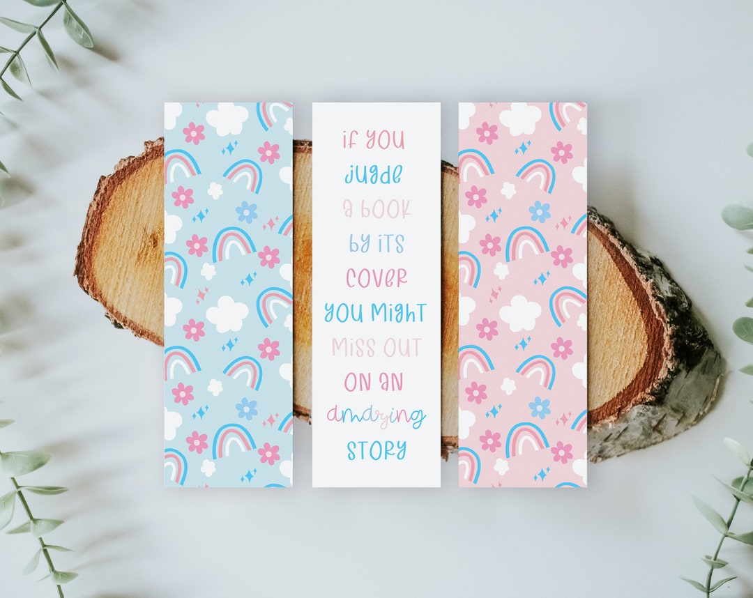 Set of 3 Cute Printable Rainbow Themed Bookmarks - 2x6 Inch, Book ...