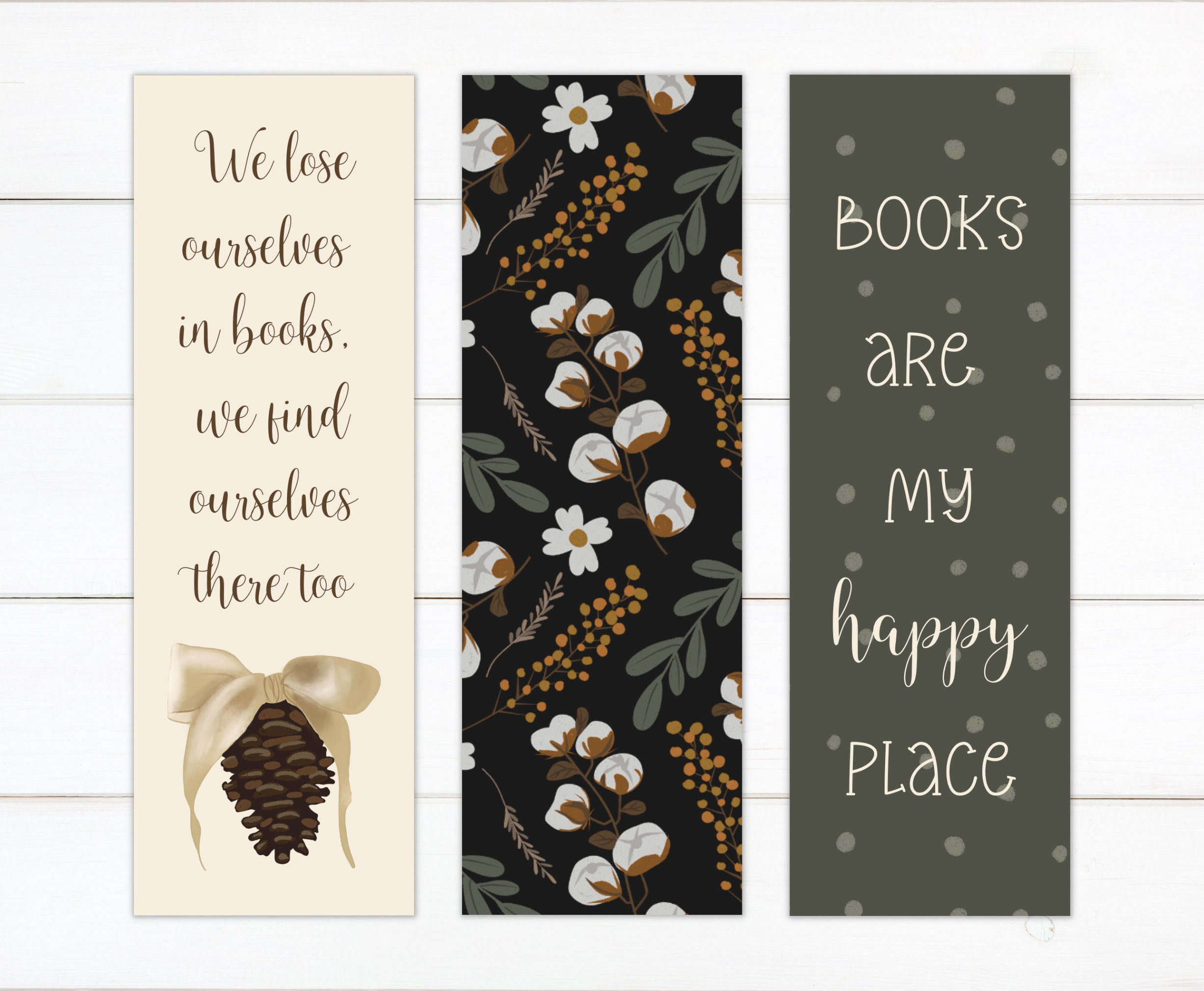 Set of 3 Printable Winter Bookmarks 2x6 Inch Bookmarks, Book Lovers ...