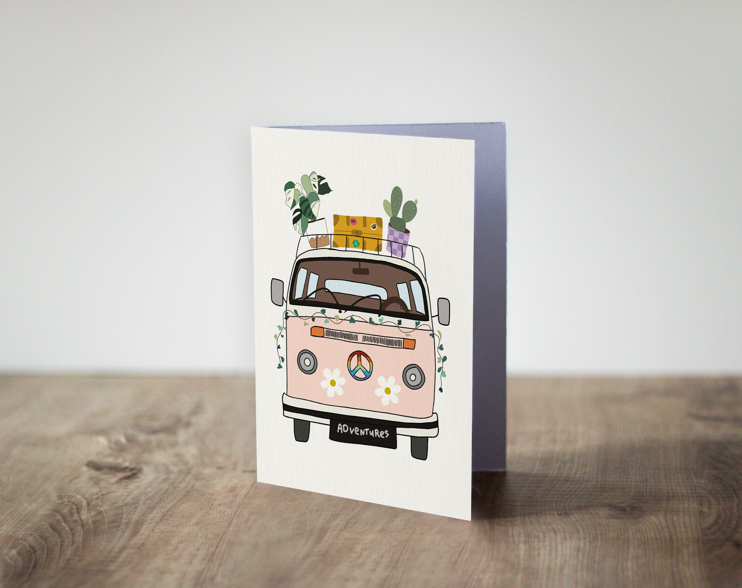 PRINTABLE Greeting Card With Volkswagen Van - Volkswagen Van Card ...