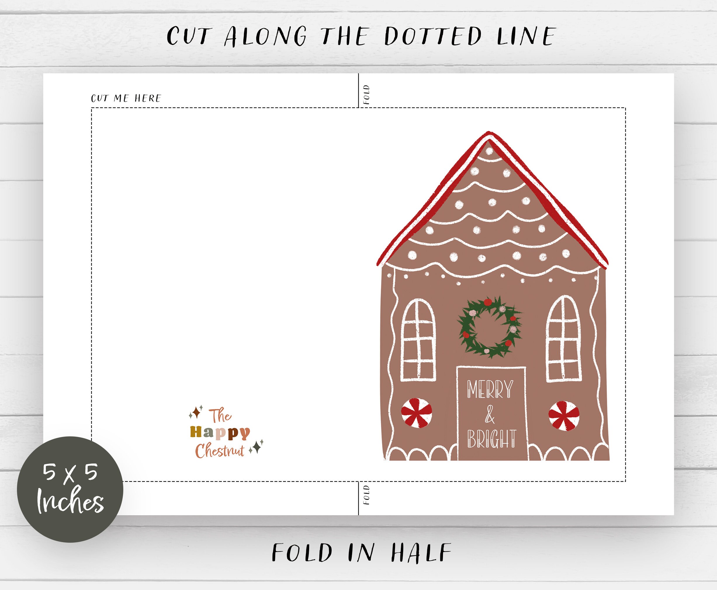 PRINTABLE Christmas Card With a Gingerbread House Illustration ...