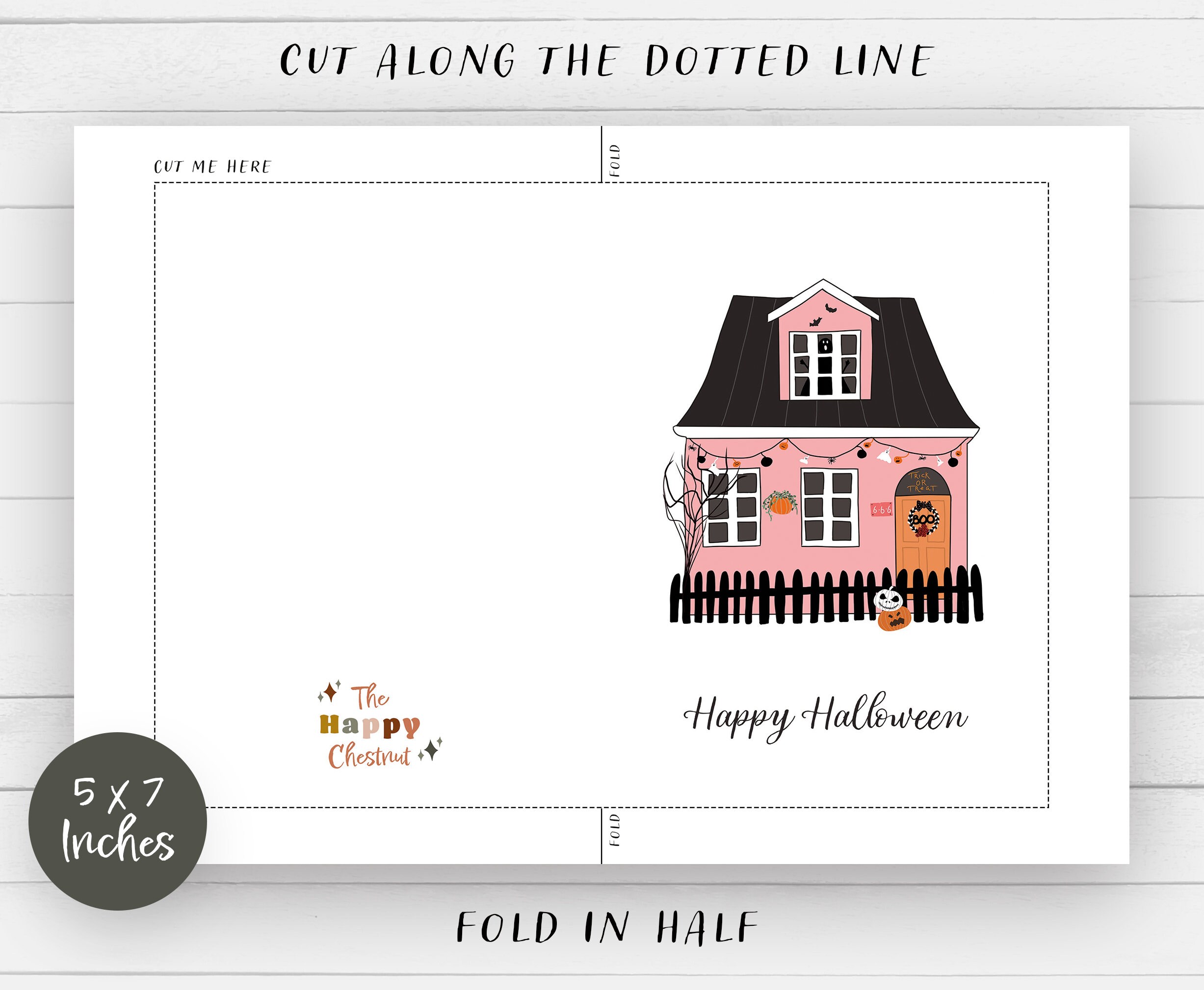 PRINTABLE Halloween Card Happy Halloween House Illustration - Etsy