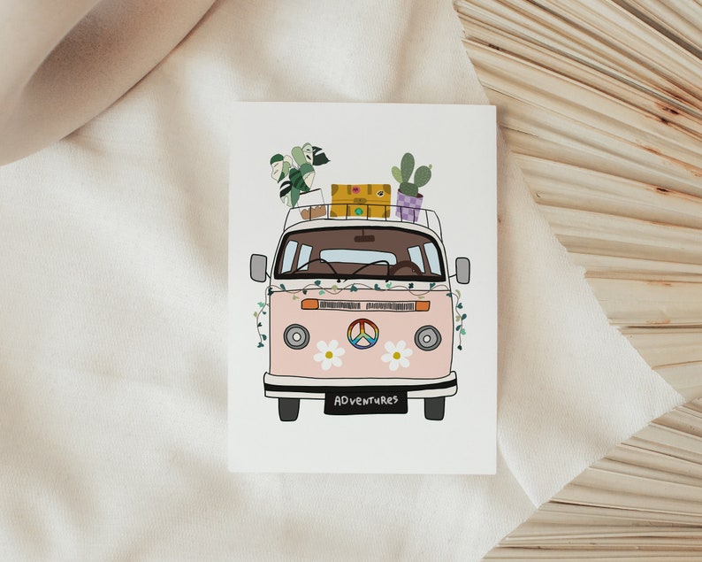 PRINTABLE Greeting Card With Volkswagen Van - Volkswagen Van Card ...