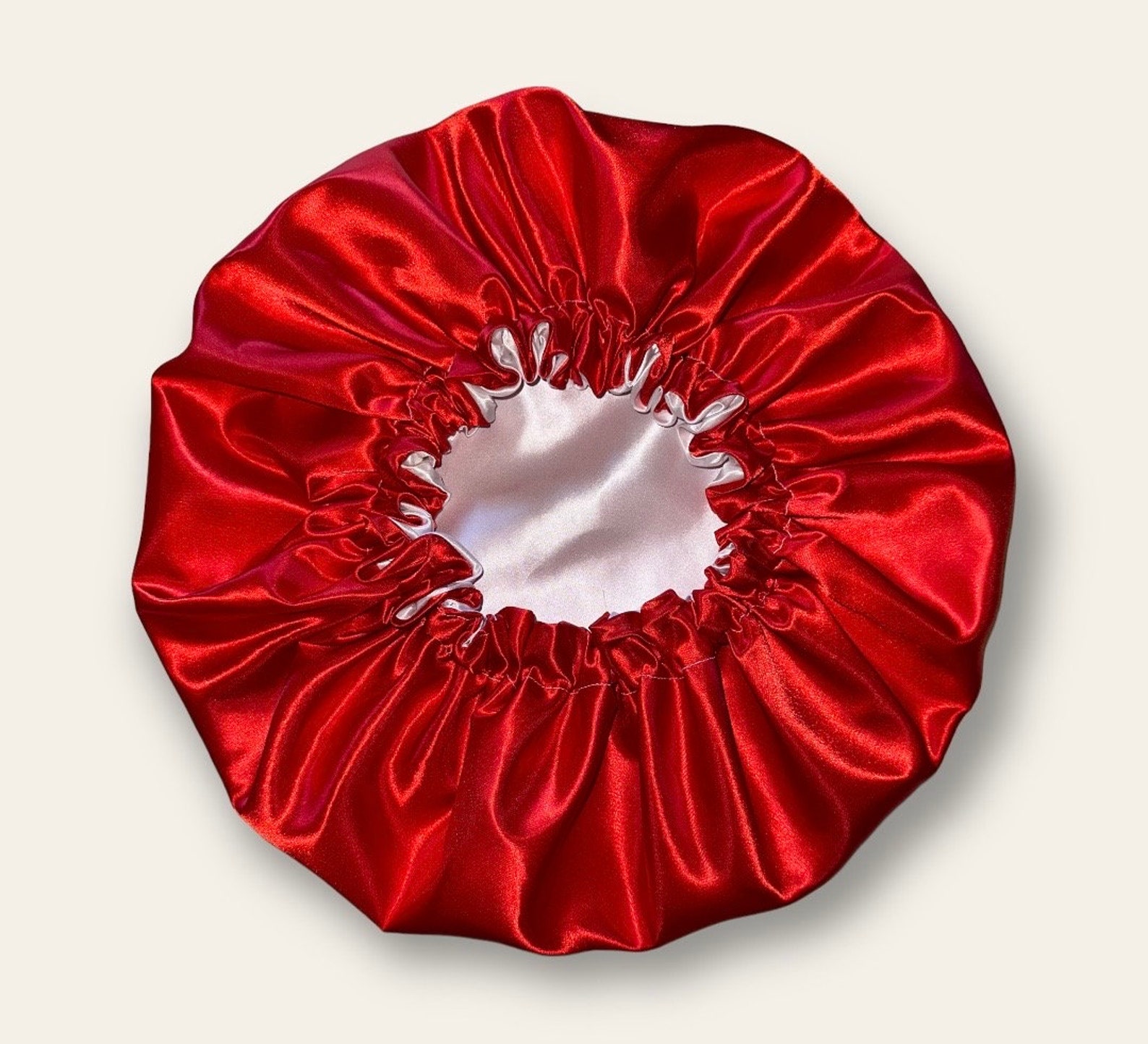 Personalizable Reversible Satin Bonnets | Delta | Red & White Satin - Etsy