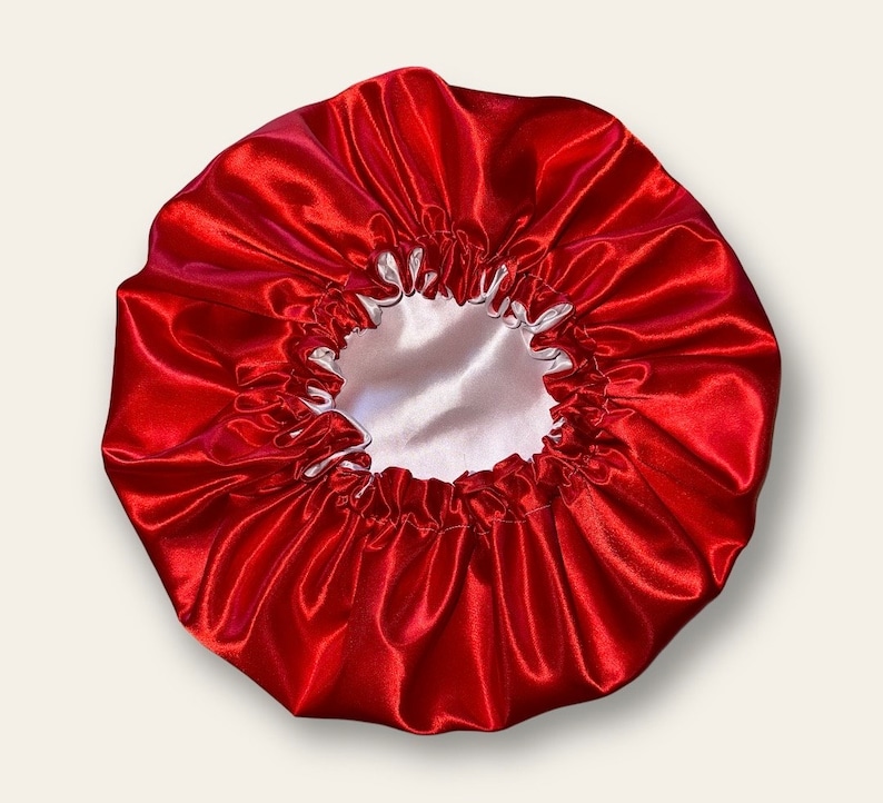 Personalizable Reversible Satin Bonnets | Delta | Red & White Satin - Etsy