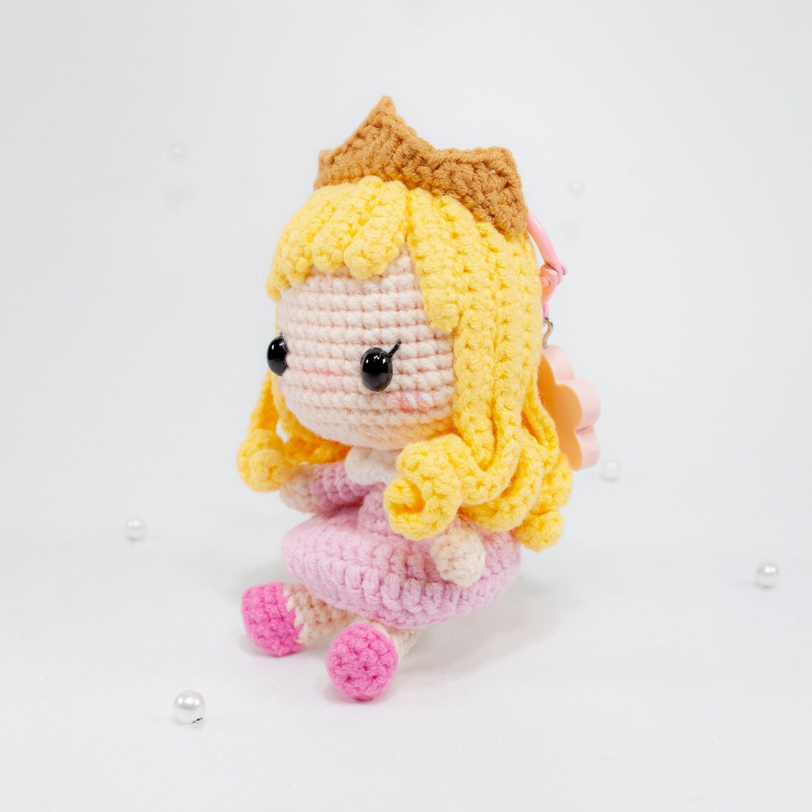Crochet Princess Doll, Princess Keychain, Amigurumi Princess Keychain ...