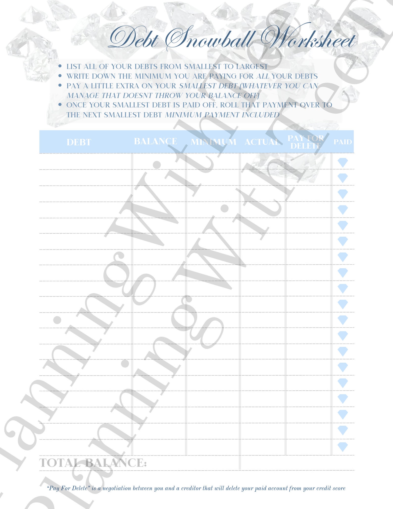 Snowball Method Tracker Diamond Edition - Etsy
