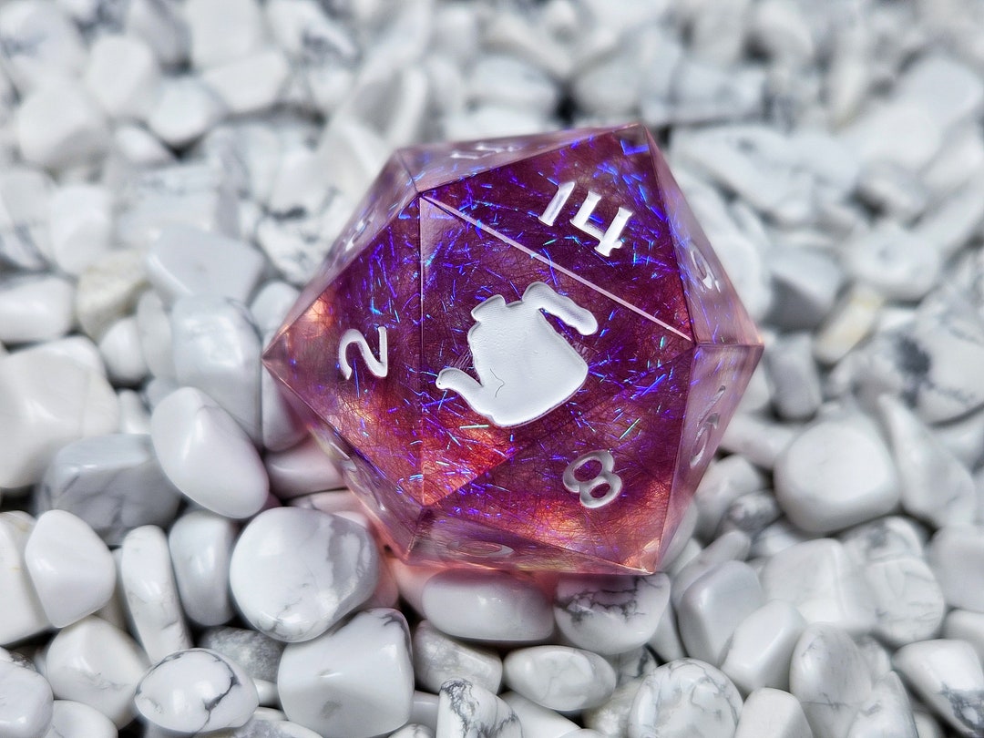 Sparkling Plum Chonk D20, Sharp Edge Polyhedral Dice Set, Dungeons and ...