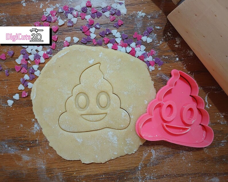 Plastic Cookie Cutter 3D Printed of Poop Emoji, Social Media Theme for ...