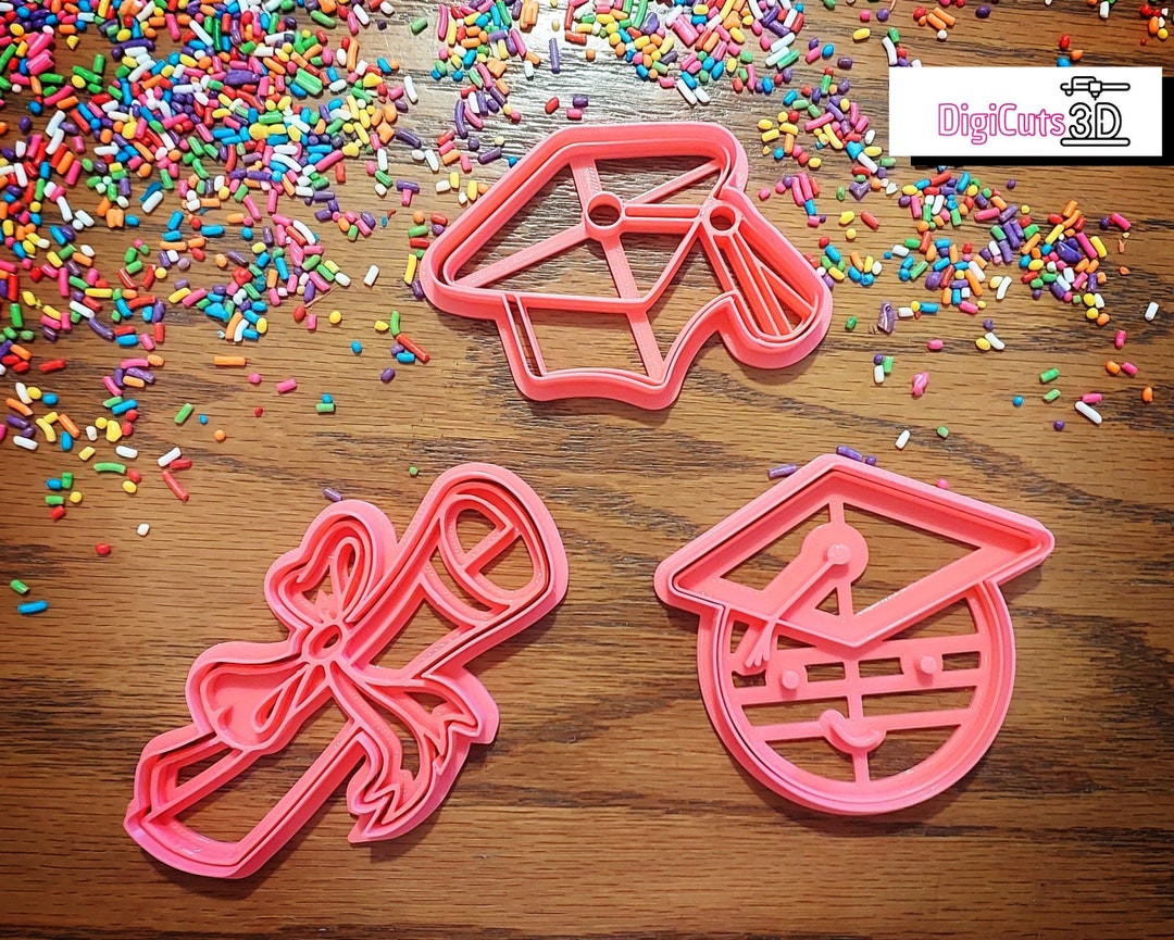 Graduation Cookie Cutter Set Diploma, Cap, Boy Face 3D Printed Perfect ...