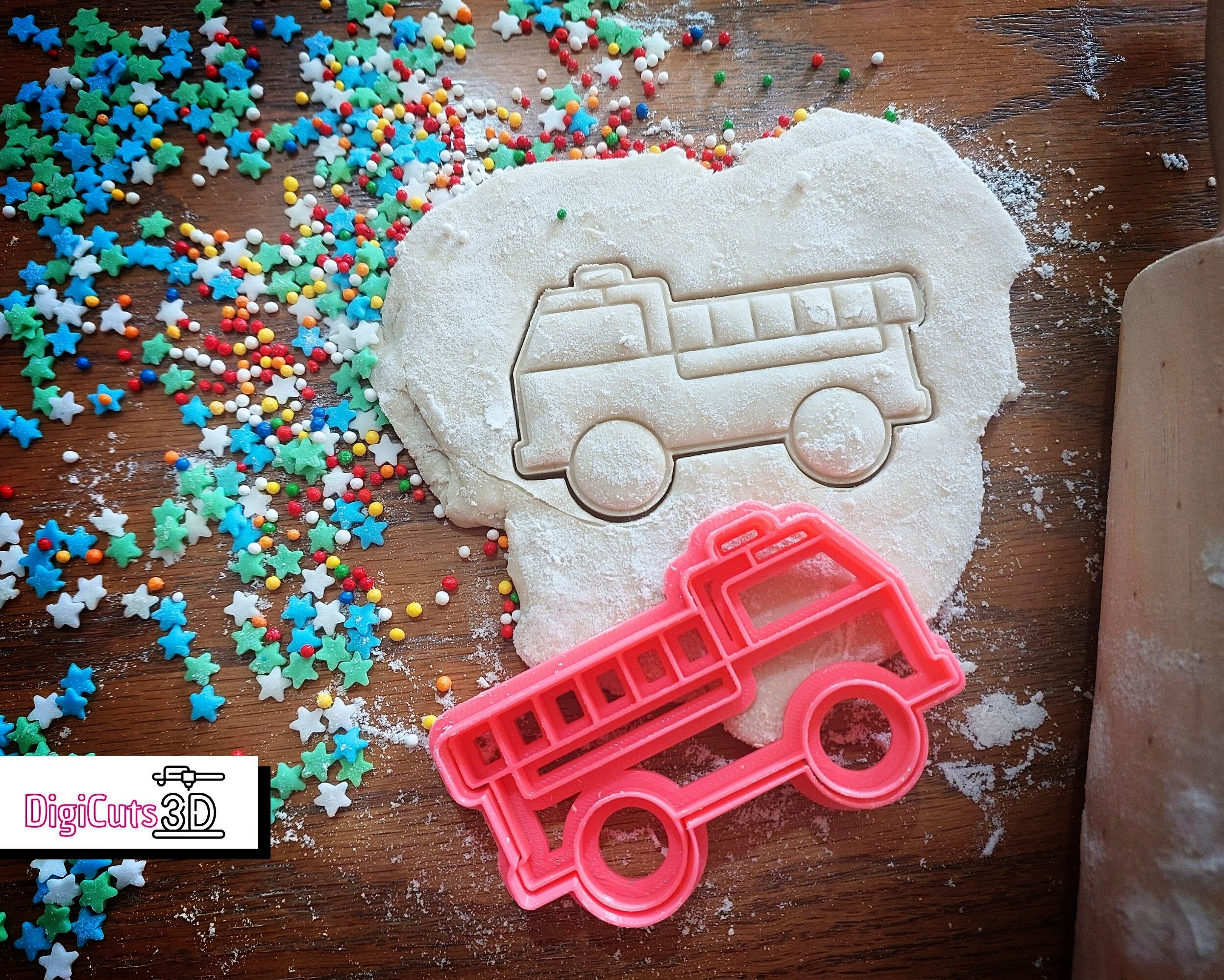 Plastic Cookie Cutter 3D Printed of Fire Truck, Fireman Theme for ...