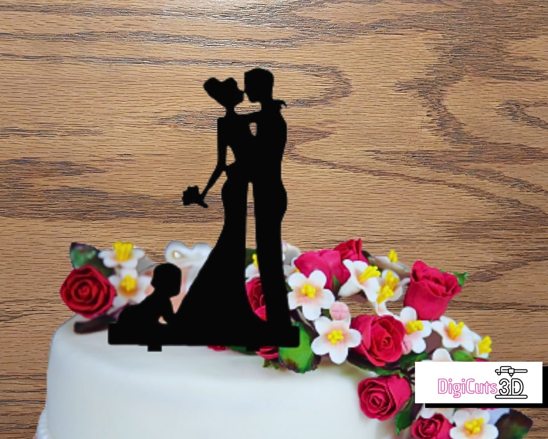 Plastic Cake Topper Couple and a Baby, for Weddings 3D Printed Color ...