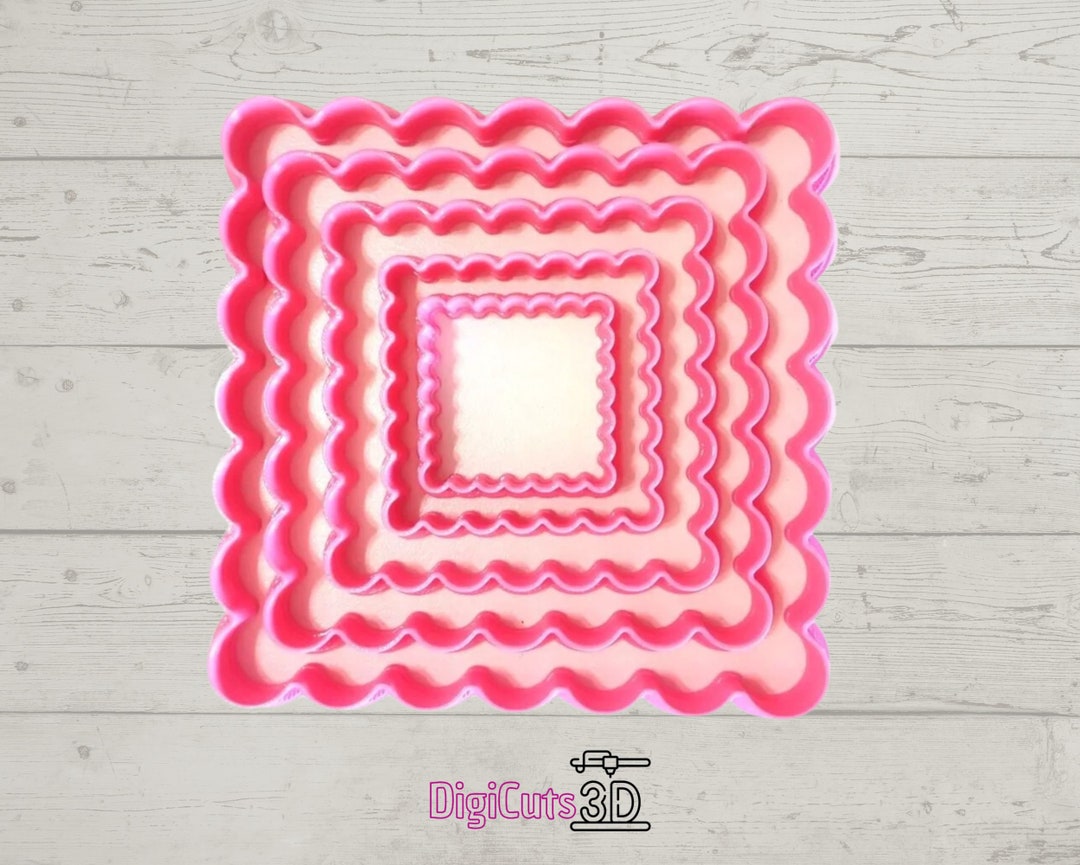 Easy Shapes Set of 5 Sizes Wavy Squares Plastic Cutters 3D Printed for ...