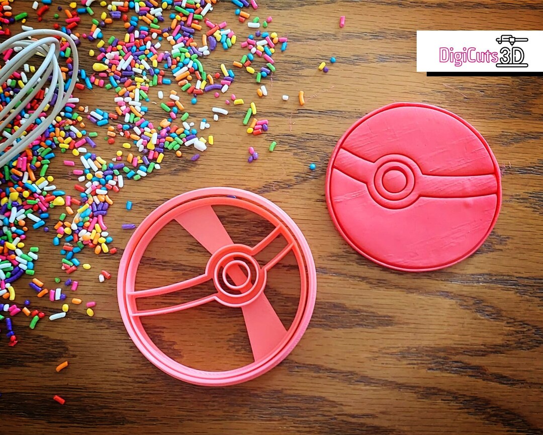 Plastic Cookie Cutter of Pokeball Pokemon 3D Printed for Cookie Dough ...