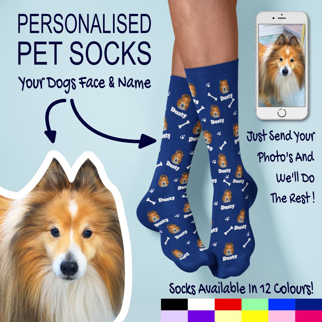 Personalised Pet Face Socks: Custom Dog Photo Gift - Etsy UK