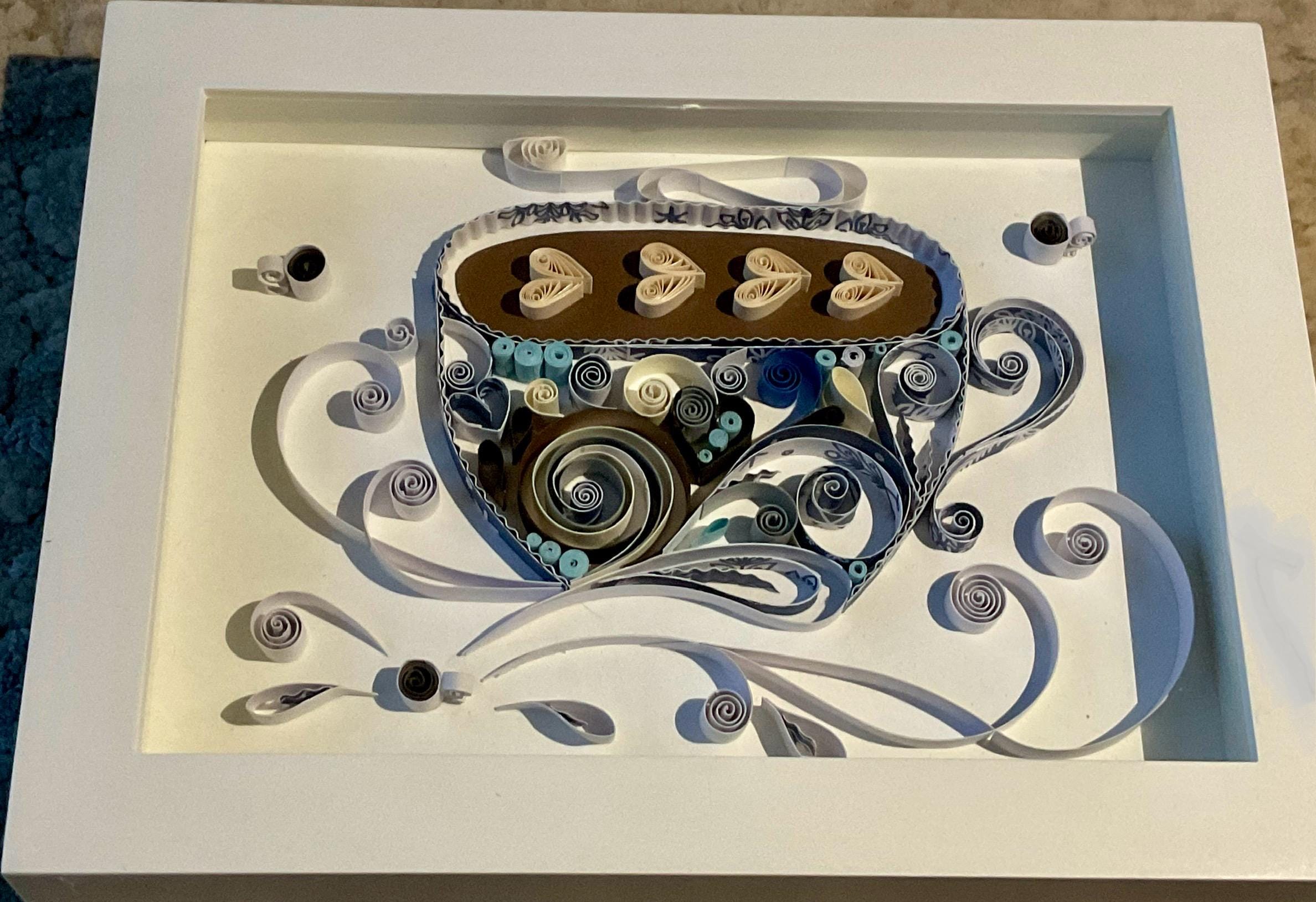 Coffee Time - Paper Quilling Art in 6x8” Shadow Box Frame - Etsy