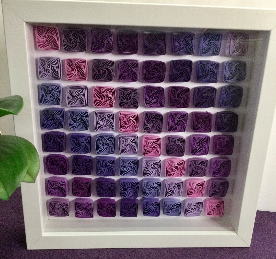 Purple Ombre Vortex - Paper Quilling Art in 10x10” Shadow Box Frame - Etsy