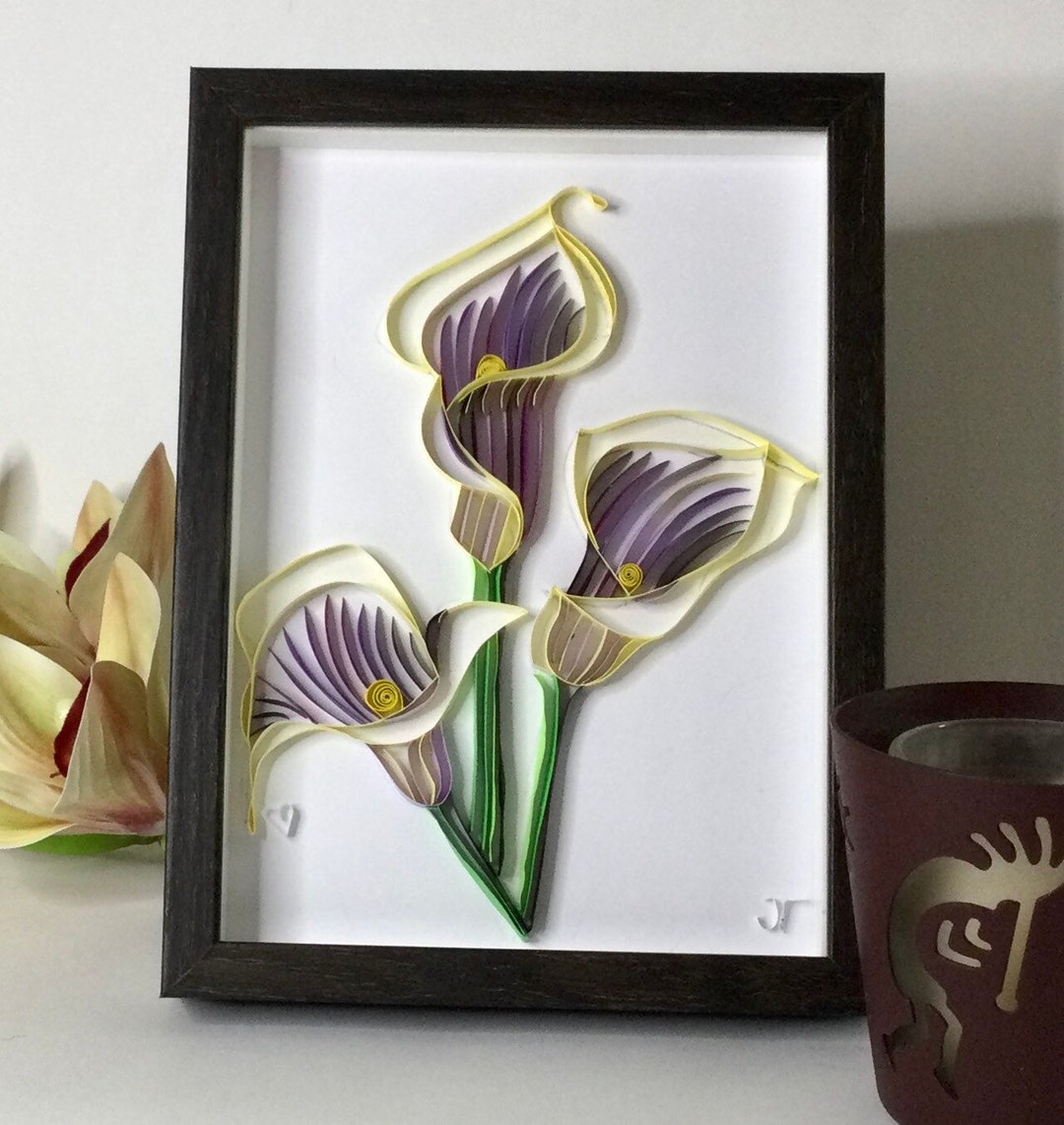 Calla Lilies - Paper Quilling Art in 6x8” Shadow Box Frame - Etsy