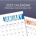 2023 Colorful Calendar / Printable Calendar for 2023 / Calendar PDF ...