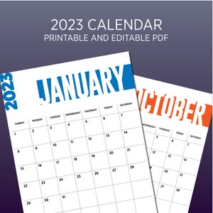 2023 Colorful Calendar / Printable Calendar for 2023 / Calendar PDF ...