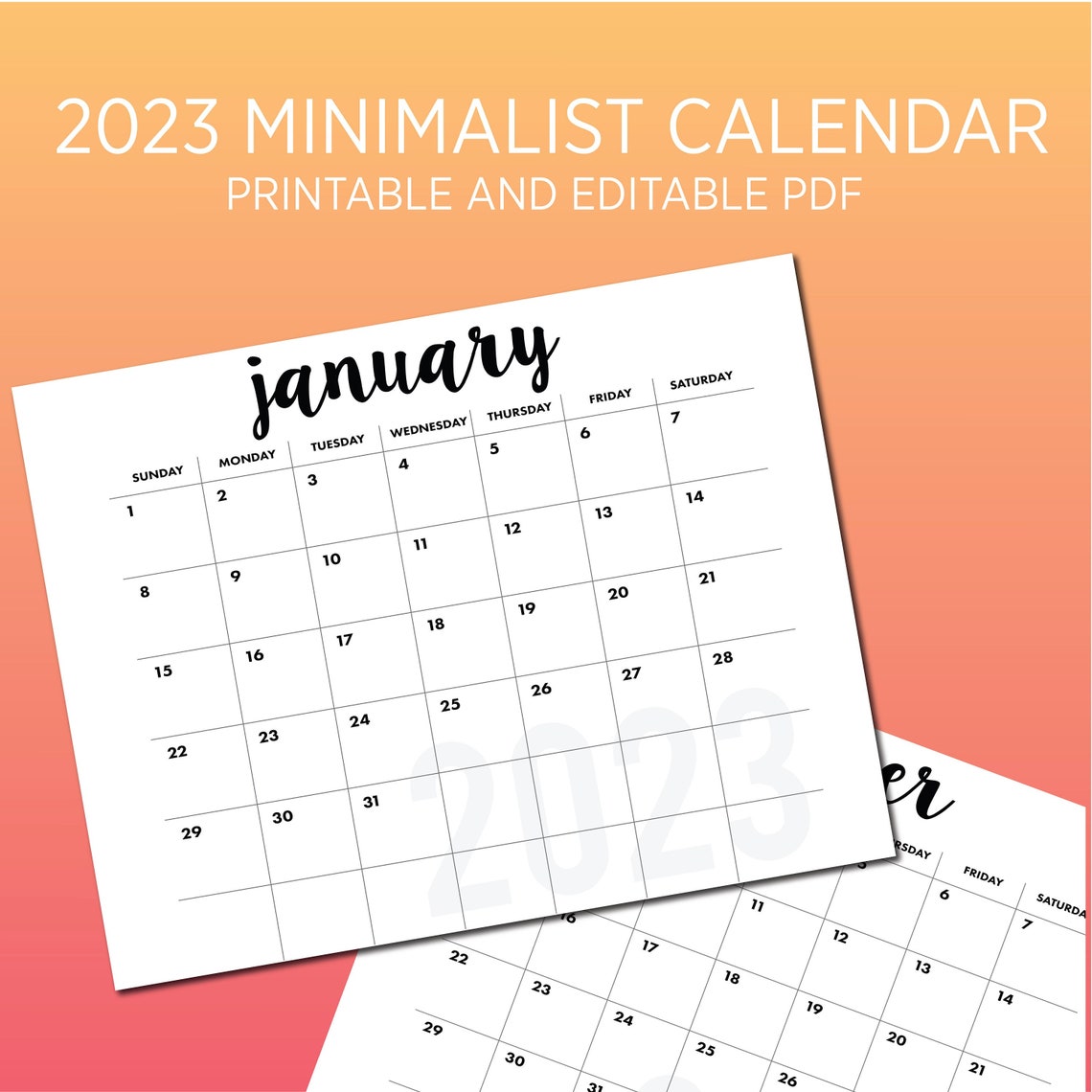 Printable 2023 Calendar/editable PDF Digital 2023 Calendar/modern ...