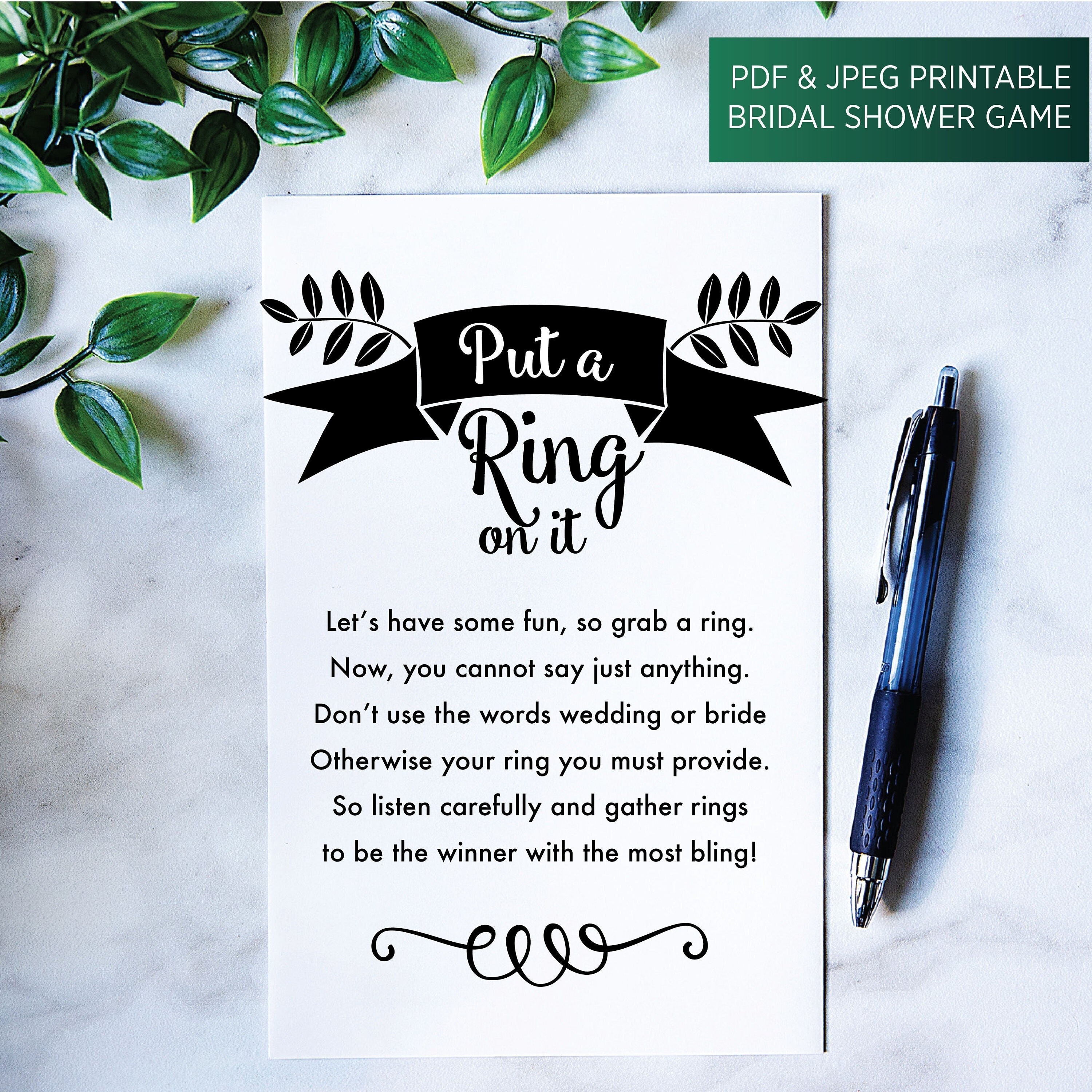 Put A Ring on It, Bridal Shower Game, Ring Wedding Shower Game, Steal ...