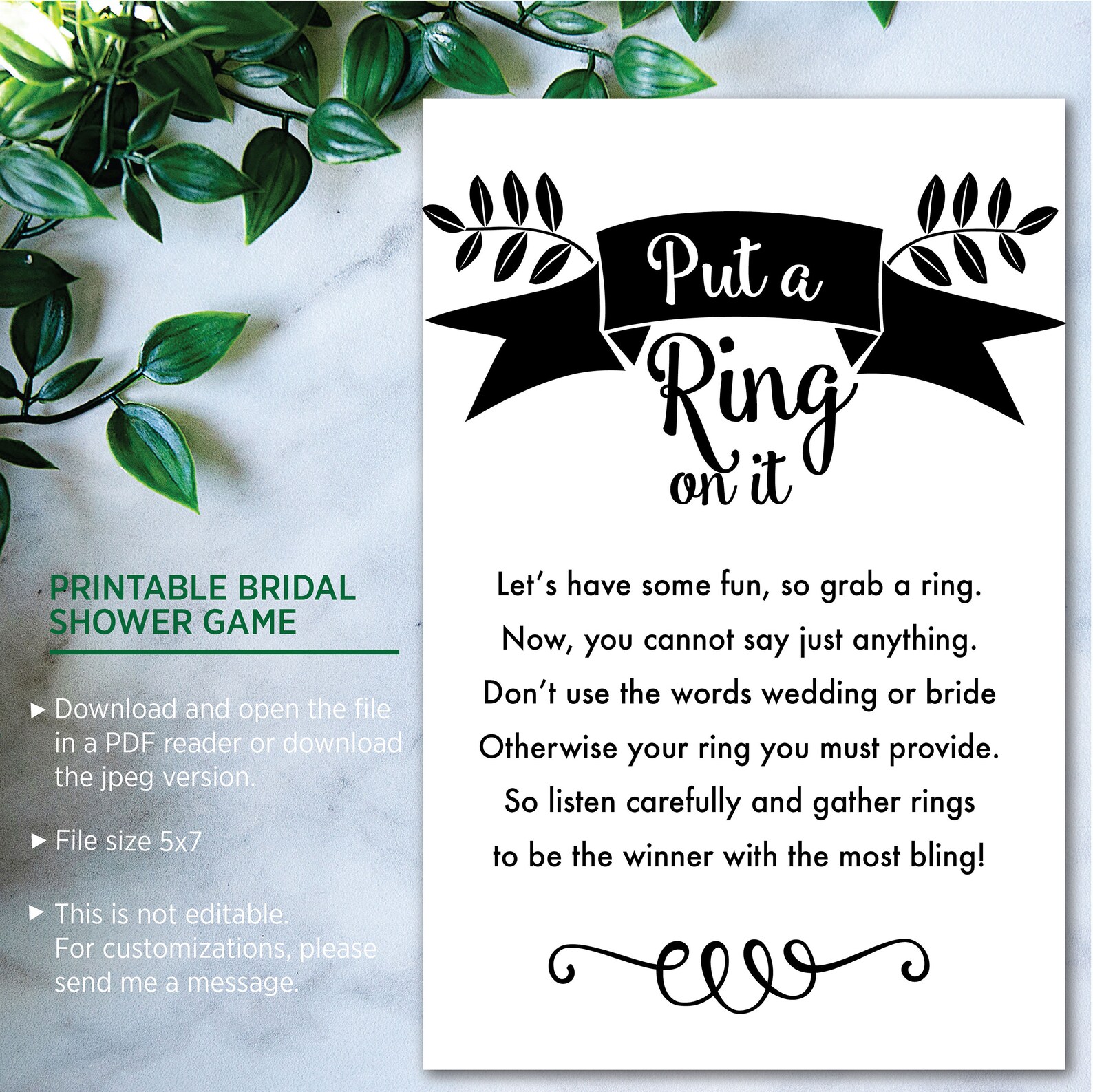 Put A Ring on It, Bridal Shower Game, Ring Wedding Shower Game, Steal ...