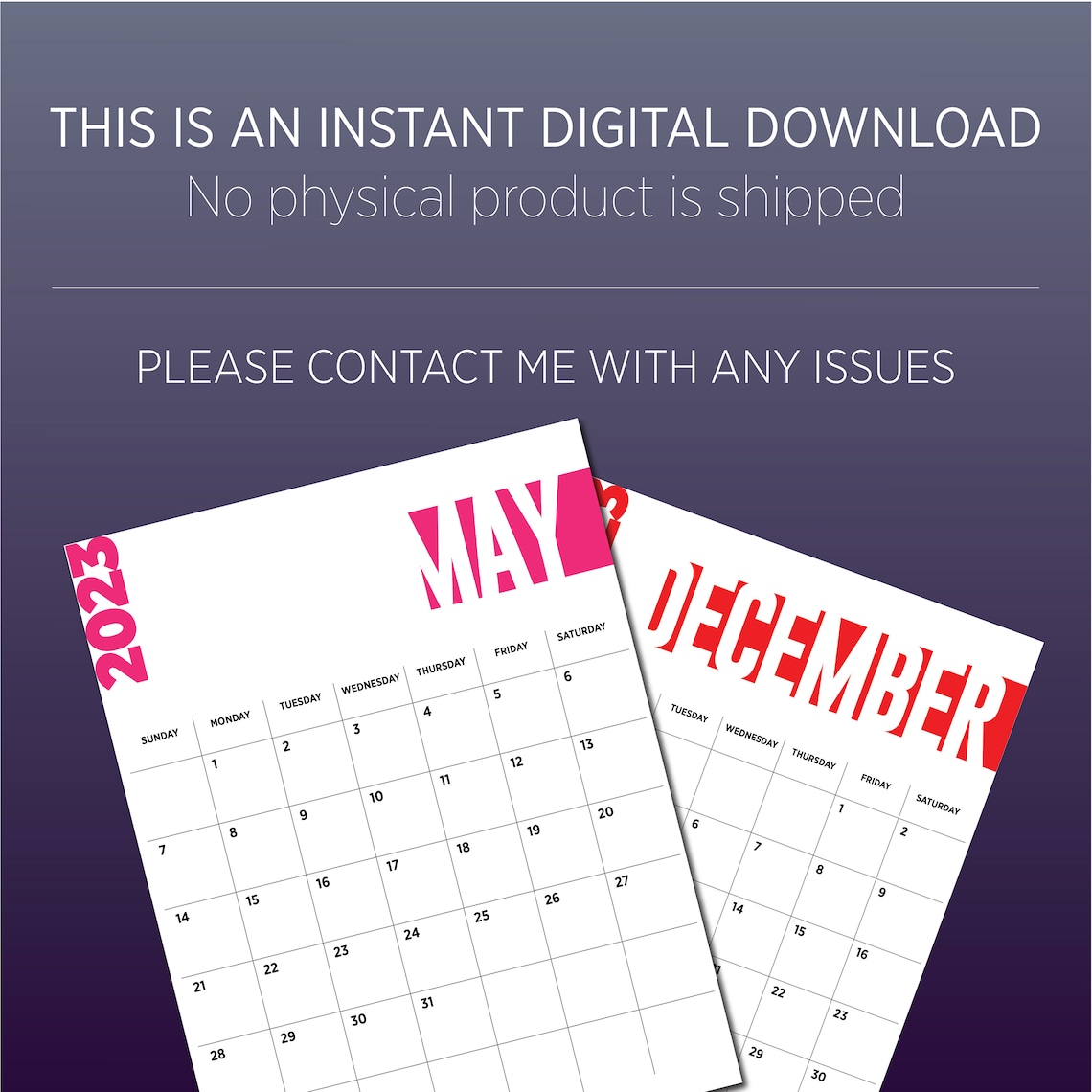 2023 Colorful Calendar / Printable Calendar for 2023 / Calendar PDF ...